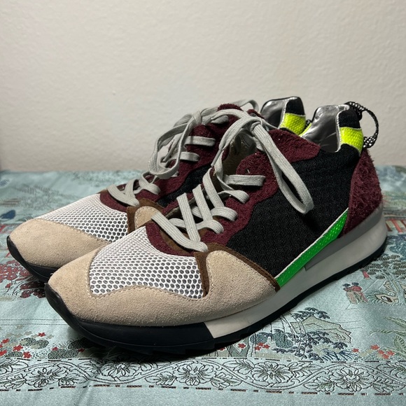 P448 | Shoes | P448 Cancun Lace Up Sneakers Burgundy Neon Green Size 44 ...
